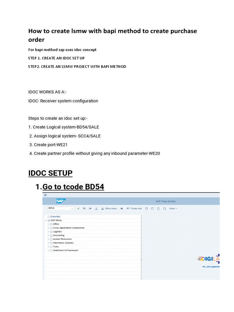 How To Create LSMW With Bapi Method To Create Purchase Order | PDF