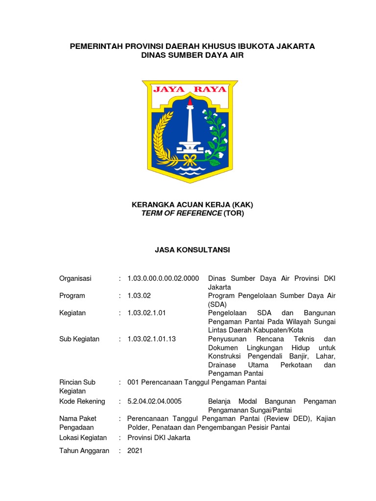 KAK Perencanaan Tanggul | PDF | Griya & Taman | Teknologi & Rekayasa