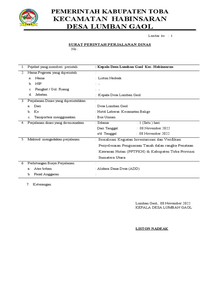 SPPD DESA Lumban Gaol | PDF