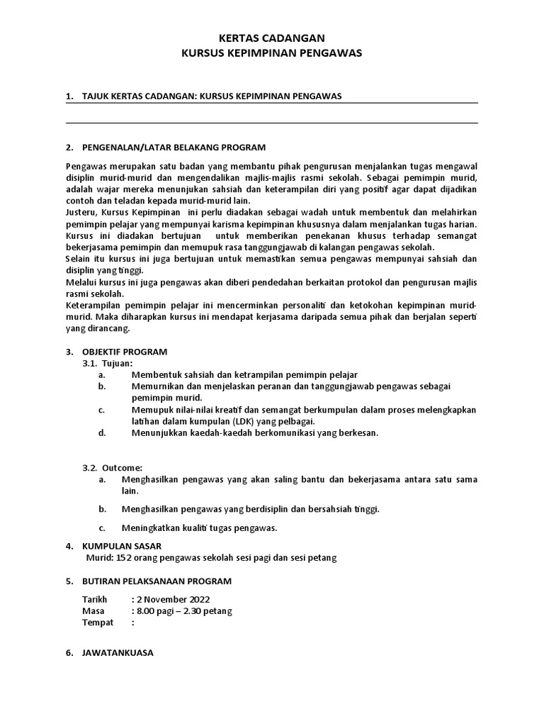 Kertas Kerja Kursus Pengawas | PDF