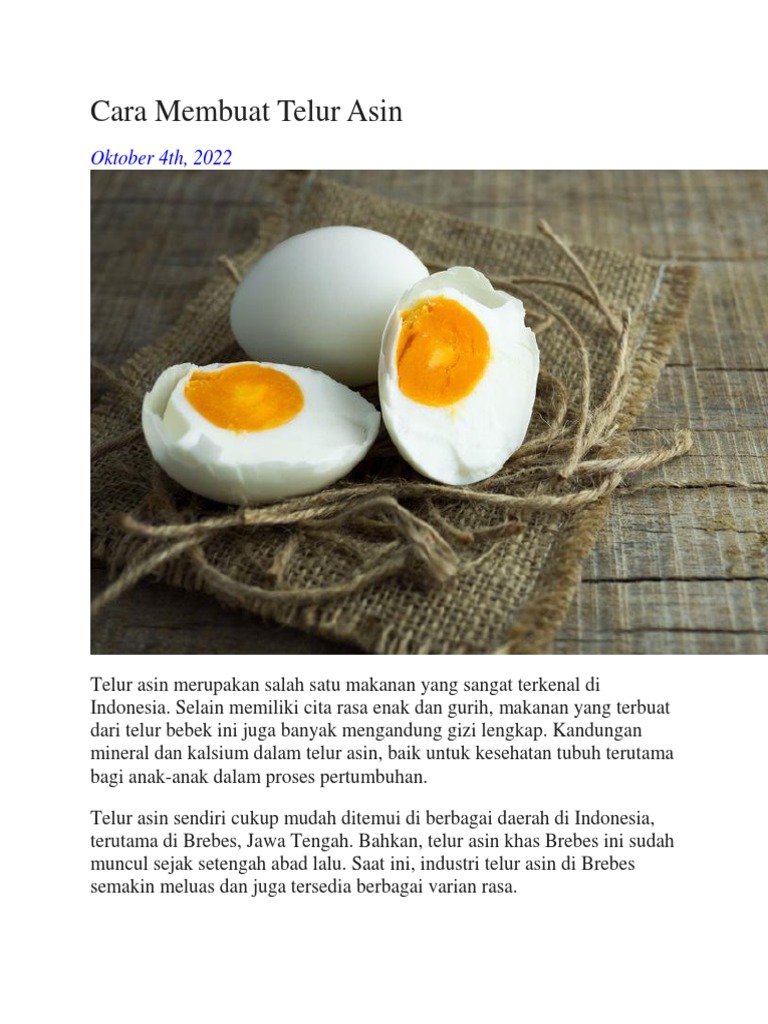 Cara Membuat Telur Asin | PDF