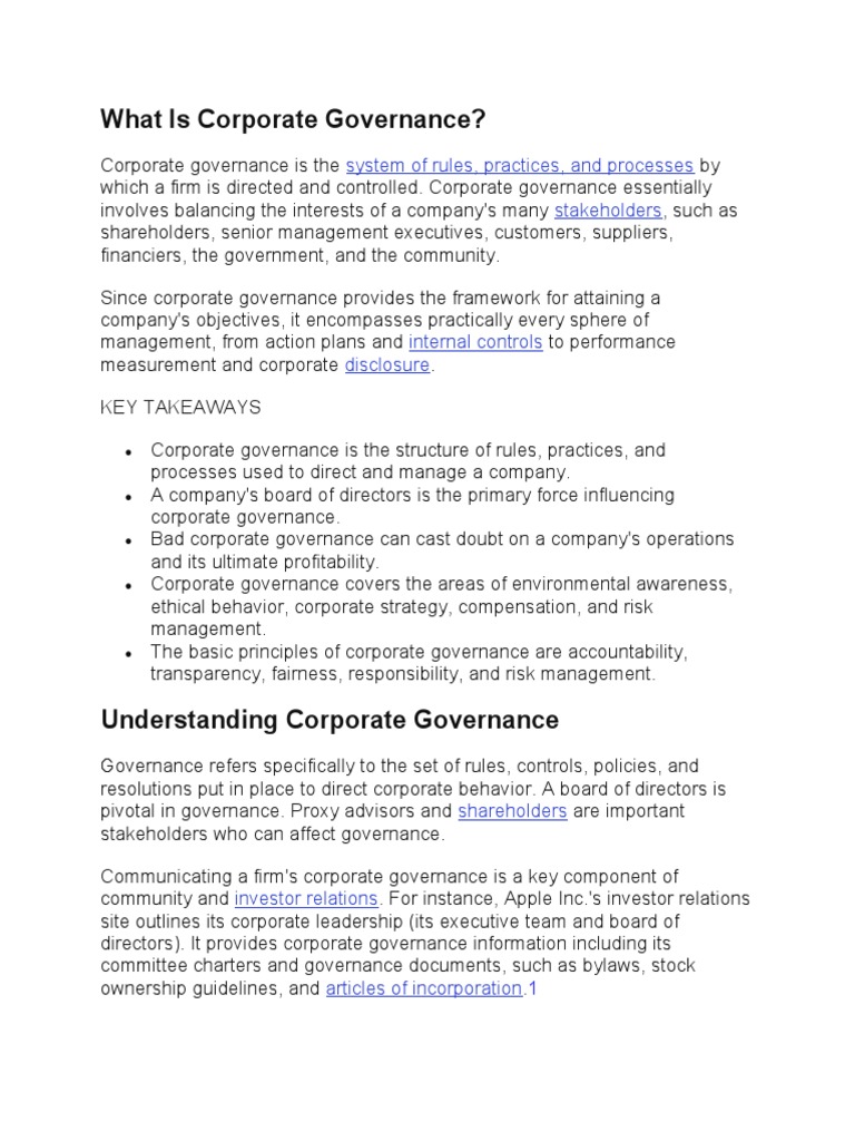 Corporate Governance Essentials | PDF | Corporate Governance | Governance