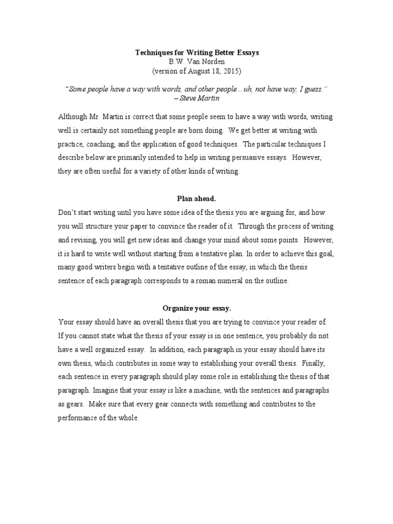 Effective Essay Writing Techniques | PDF | Essays | Paragraph
