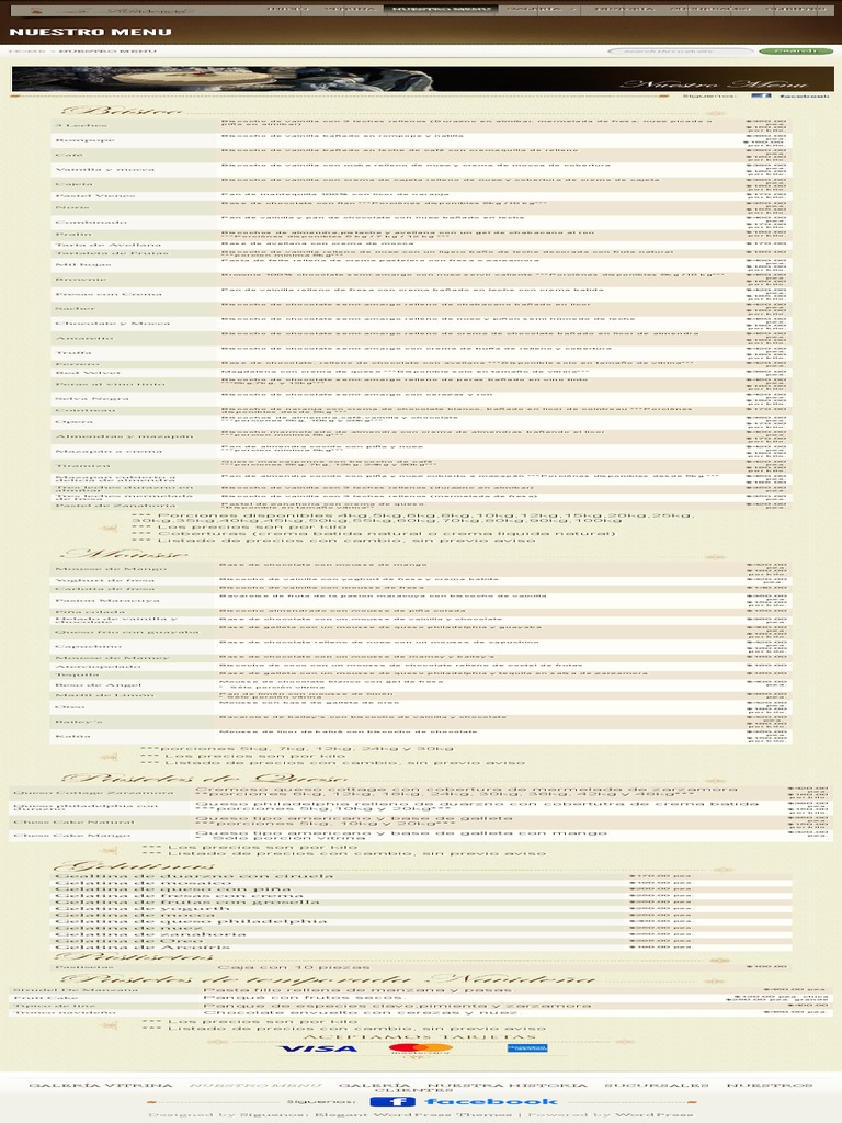 Nuestro Menu Pastelería La Providencia | PDF | Chocolate | Comida y bebida