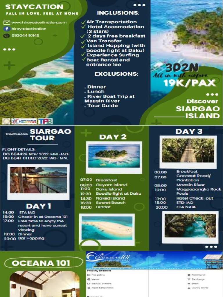 Travel Itinerary Siargao | PDF