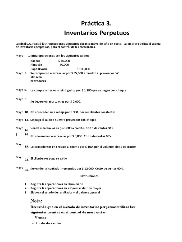 Practica 3 Inventarios Perpetuos - Millan Perez Brenda Itzel | PDF ...