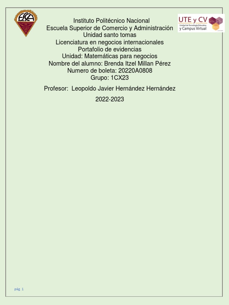 Portafolio de Evidencias Matematicas | PDF | Excedente económico ...