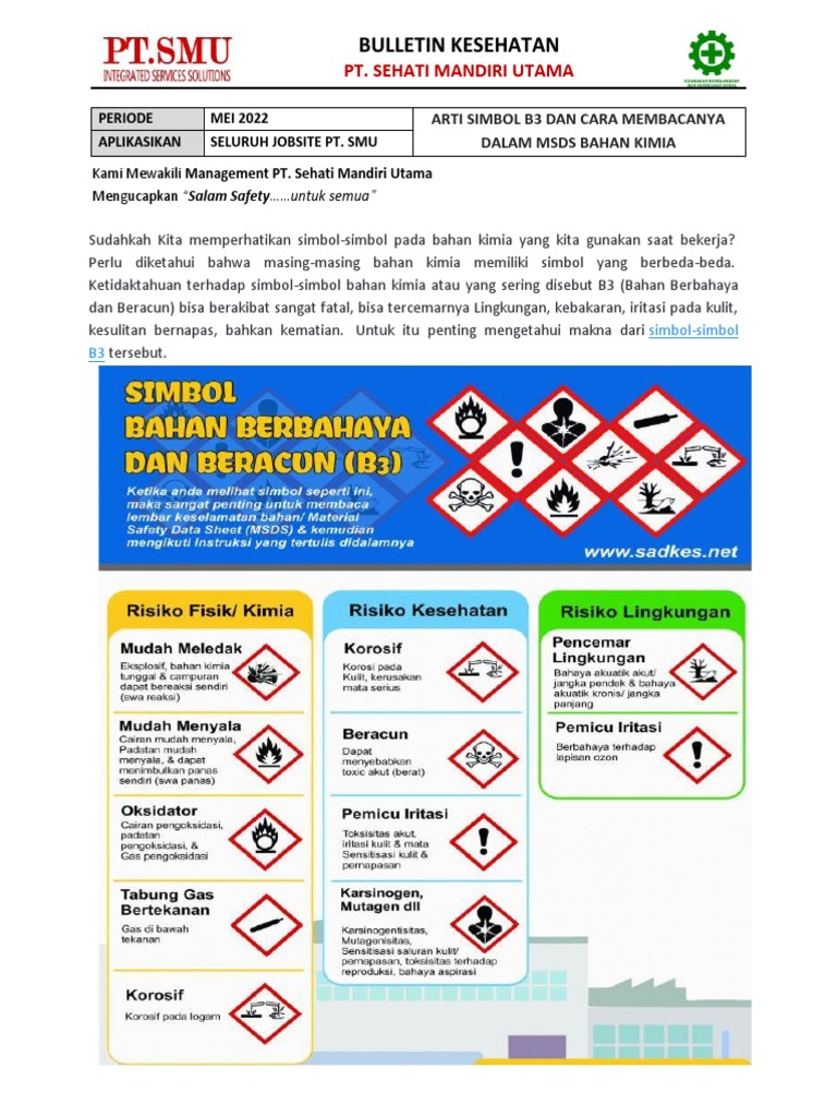 5.2 Bulletin K3LL - Arti Simbol B3 Dan Cara Membacanya Dalam MSDS Bahan Kimia | PDF