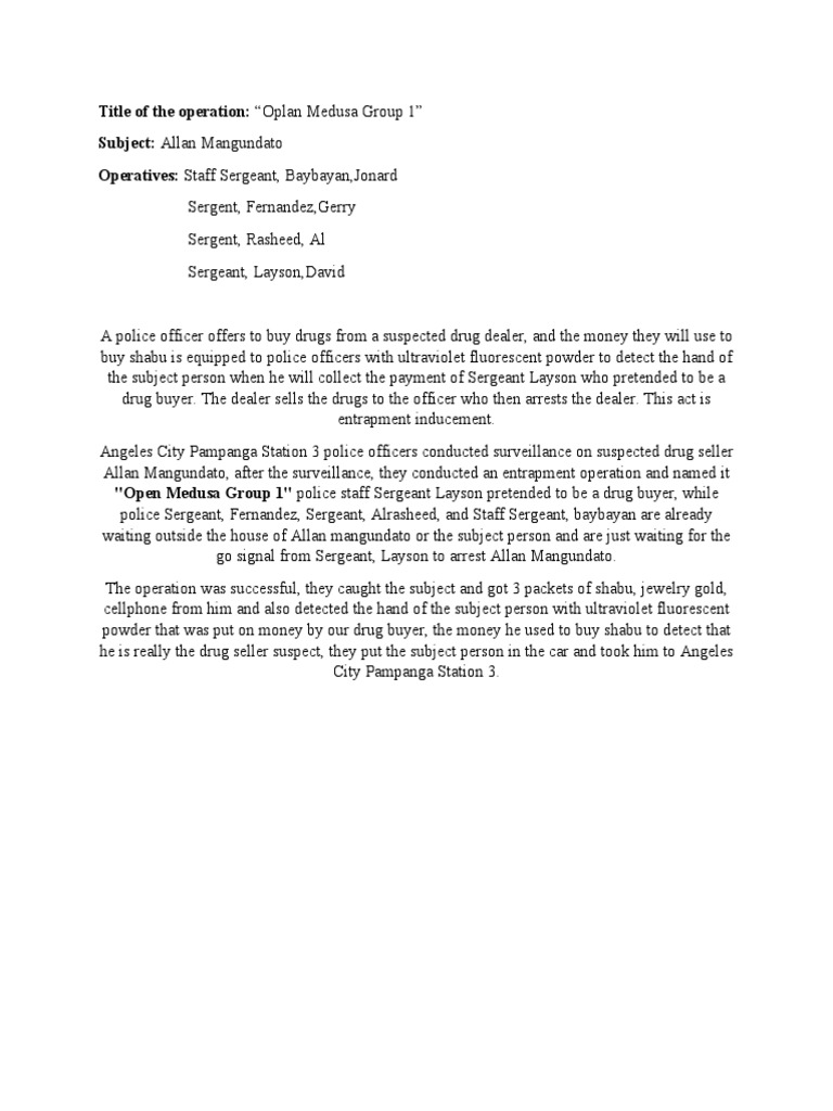 Oplan Medusa Group 1 FOR3 | PDF