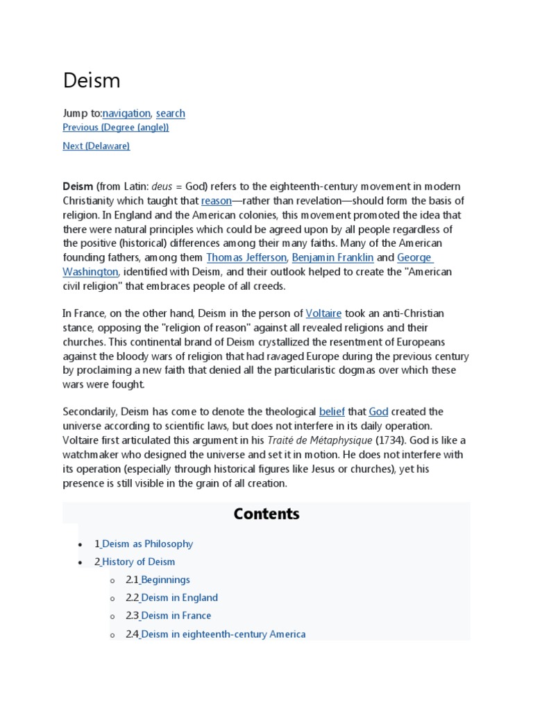 Introduction To Deism | PDF | Deism | God