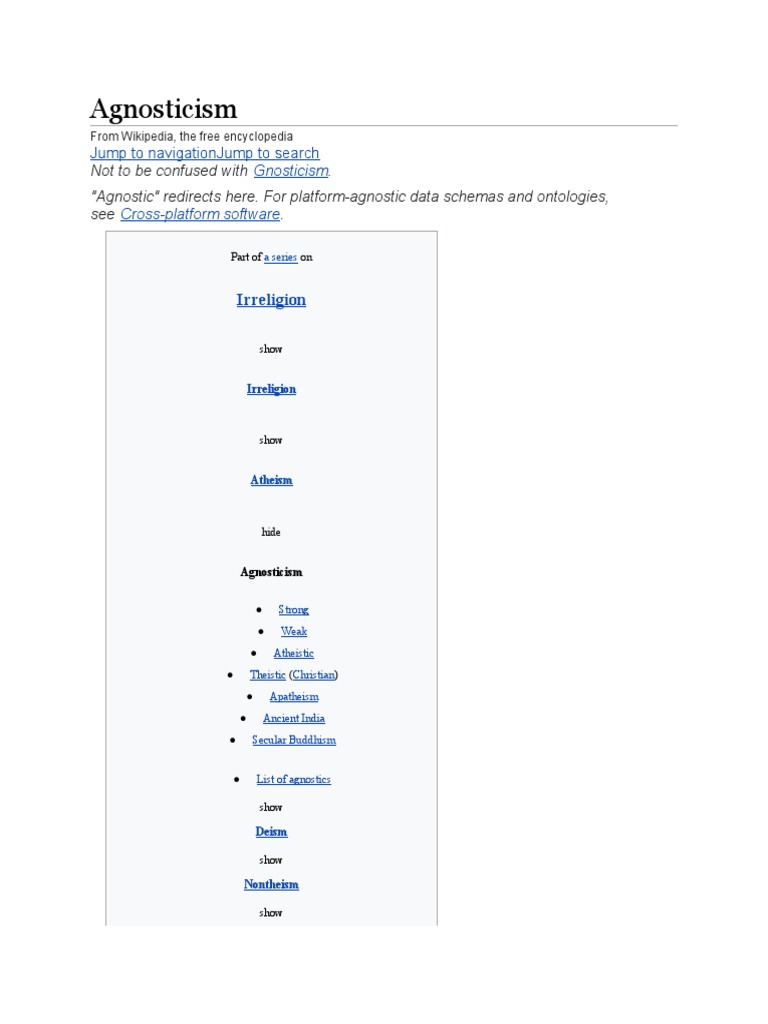 Introduction To Agnosticism | PDF | Agnosticism | Existence Of God