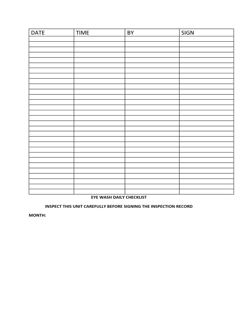 Eye Wash Checklist | PDF