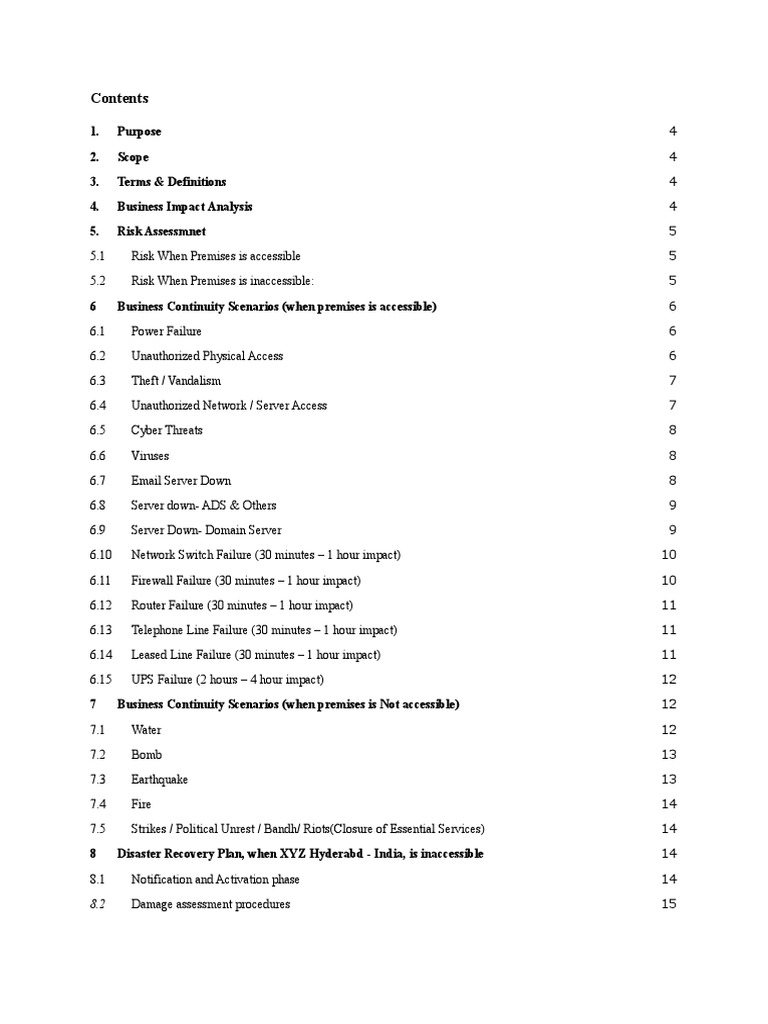 Bcp Pdf Disaster Recovery Computer Network