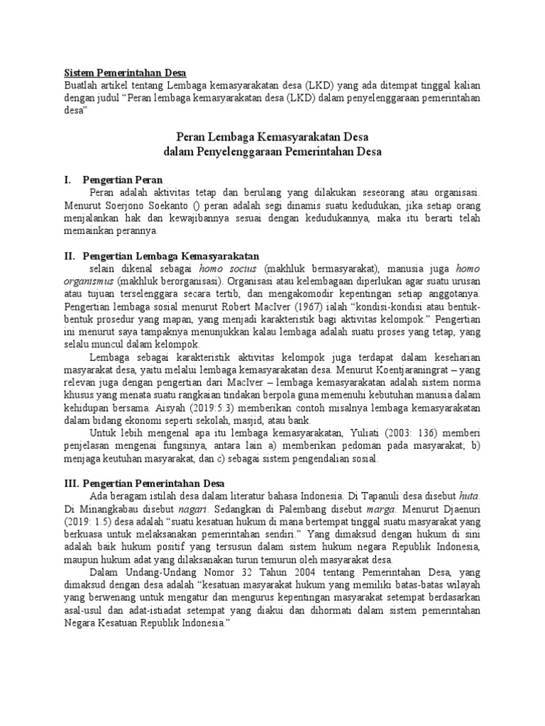 Tugas 3 Sistem Pemerintahan Desa | PDF