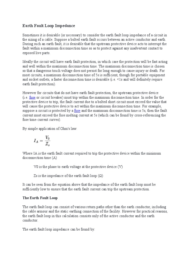 Earth Fault Loop Impedance Pdf Fuse Electrical Electrical Impedance