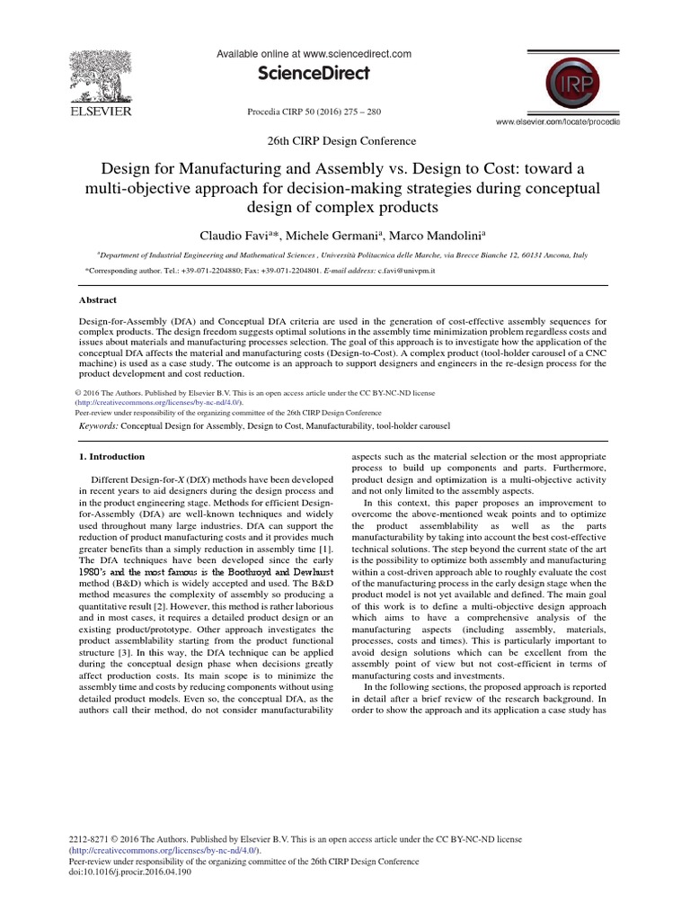 Design For Manufacturing and Assembly vs. Design To Cost | PDF | Design ...