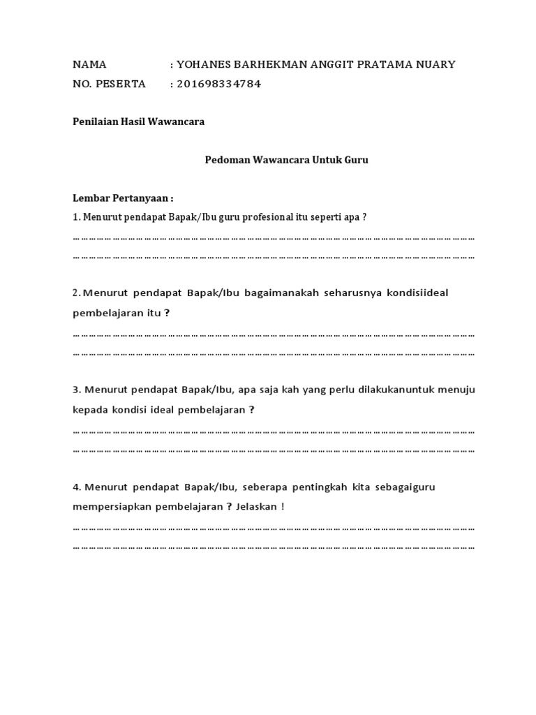 Penilaian Hasil Wawancara | PDF