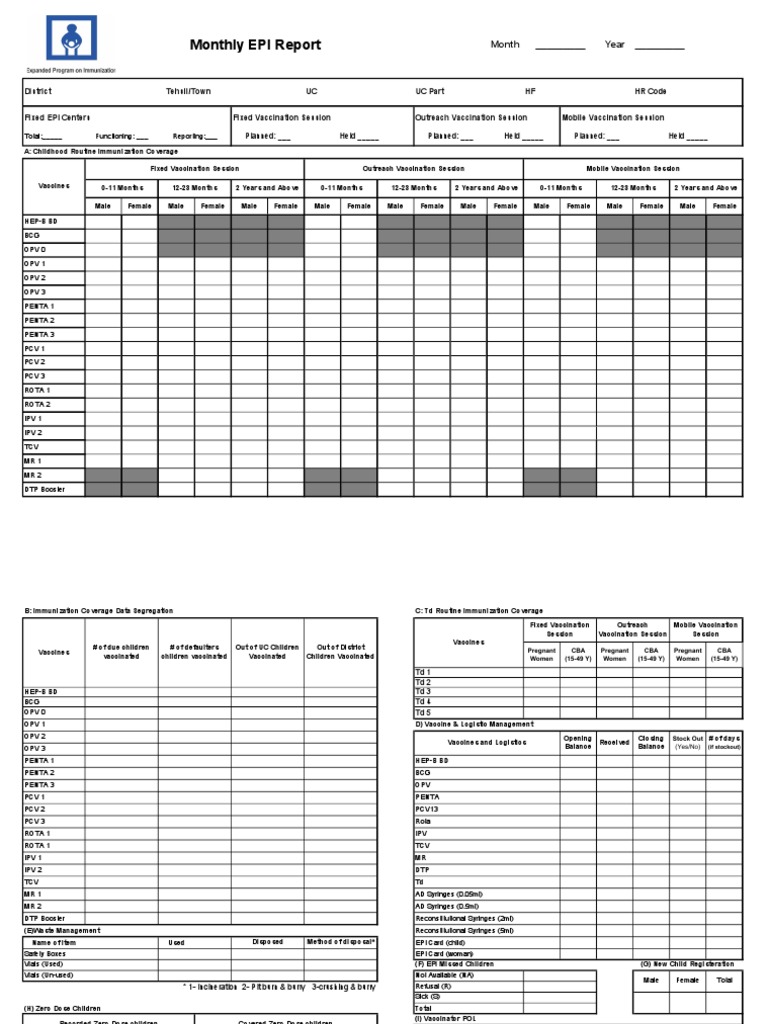 EPI Punjab - Coverage Reporting Form - Art Work V-15022022 | PDF