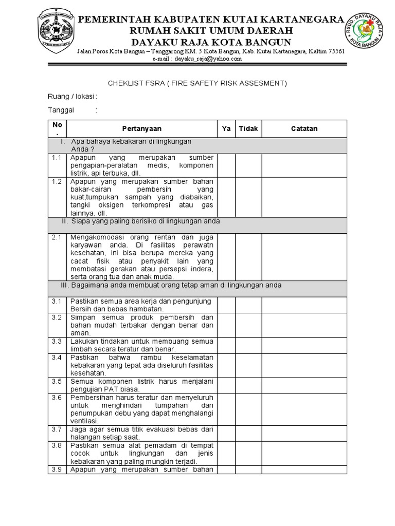 Ceklist Fsra 2022 | PDF