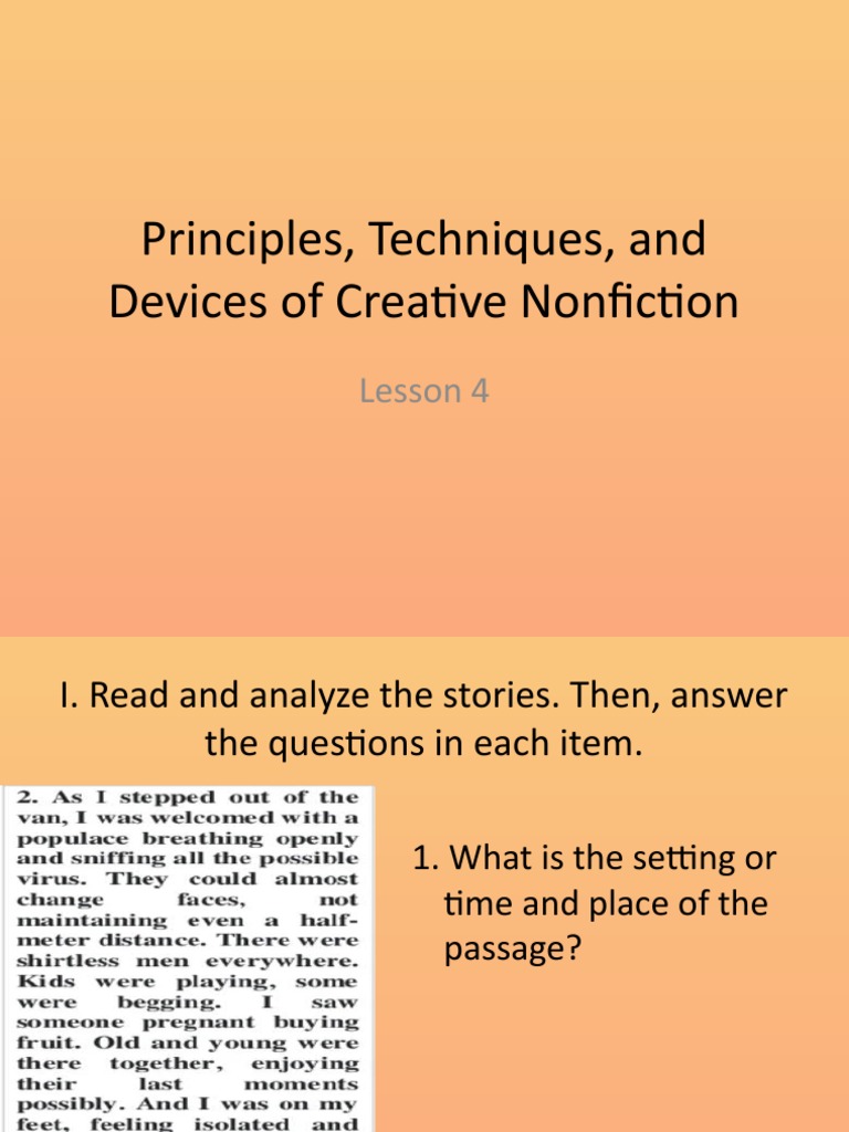 Lesson 4 | PDF | Creative Nonfiction | Narration Lesson 4 | PDF | Creative Nonfiction | Narration