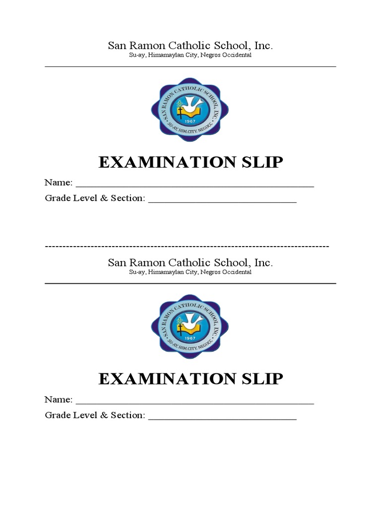 Exam-Slip Front-Cover Long | PDF