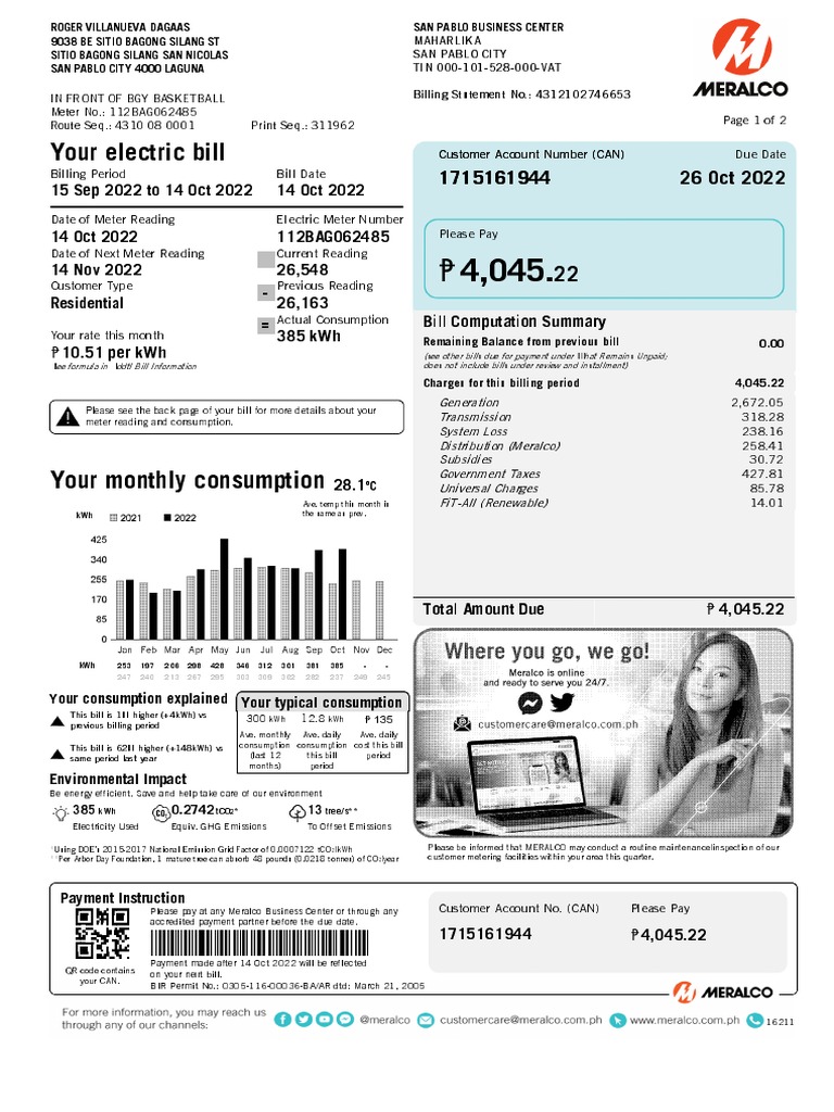 Meralco Bill 419311810101 10142022 | PDF | Banks | Debit Card