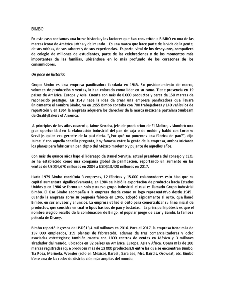 BIMBO | PDF | Residuos | Economias