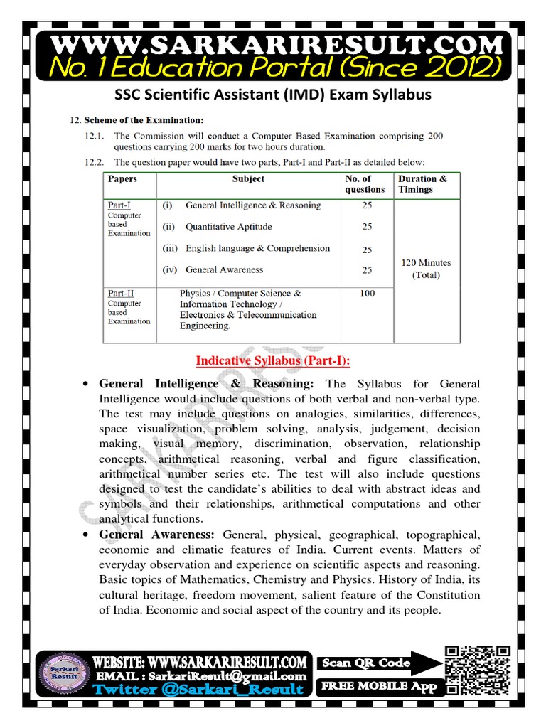SSC Scientific Assistant IMD Exam Syllabus | PDF | Modulation | Databases