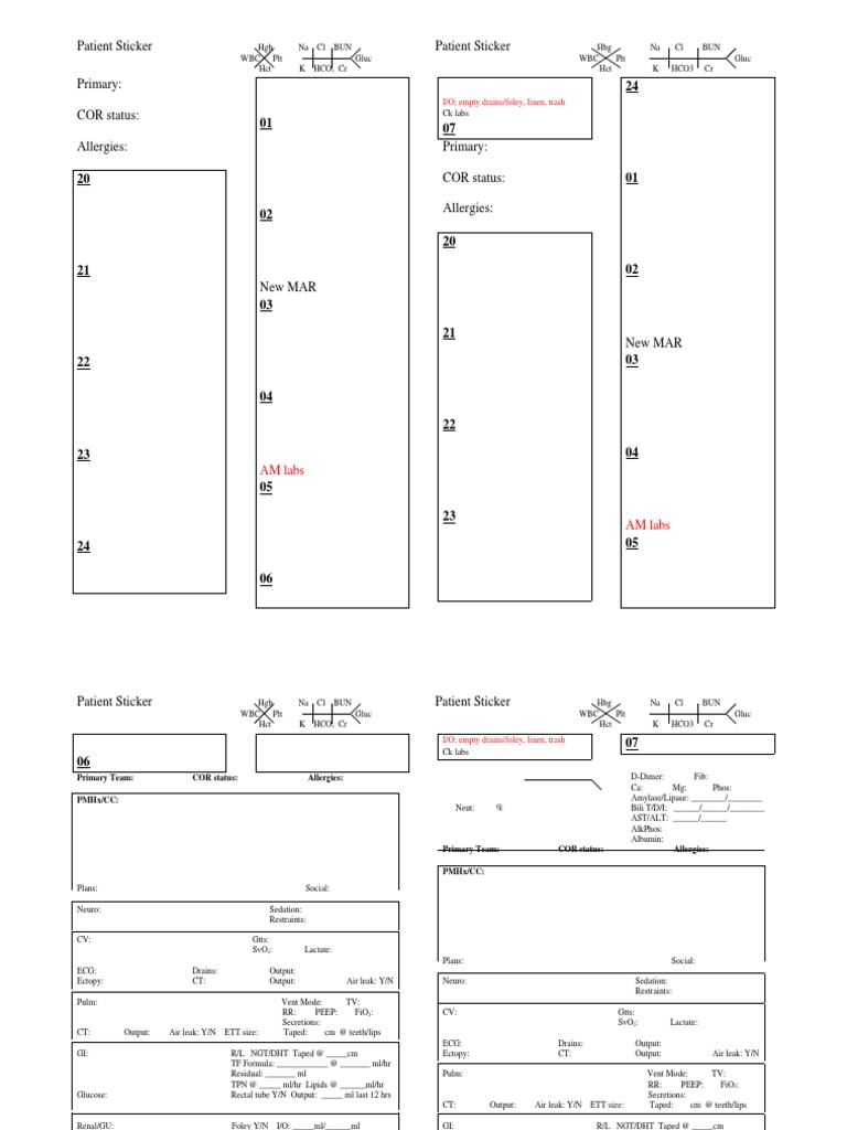 Patient Sticker Patient Sticker: AM Labs | PDF