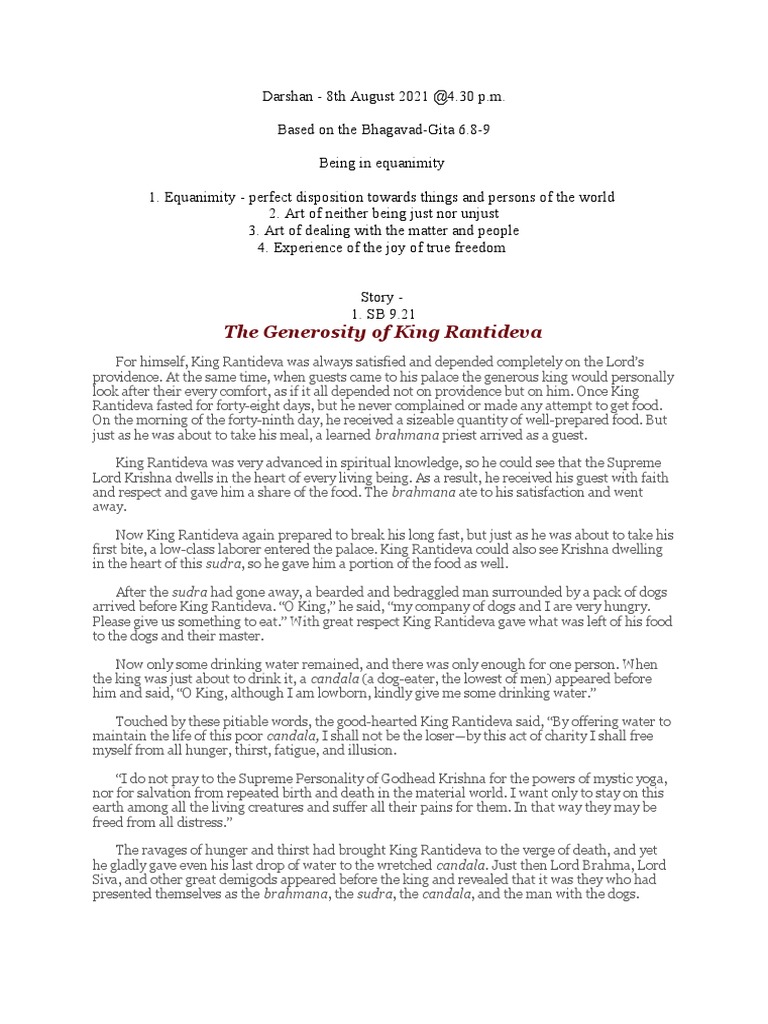 King Rantideva's Generosity Story | PDF | Indian Religions | Religious ...