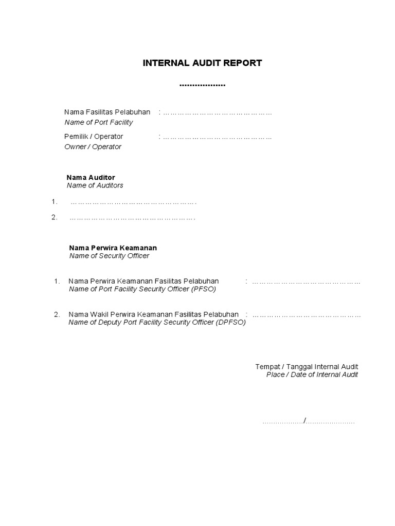 Form Internal Audit | PDF