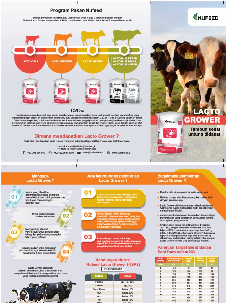Brosur Lacto Grower Nufeed | PDF