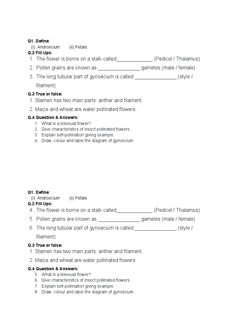 Pollination Test | PDF