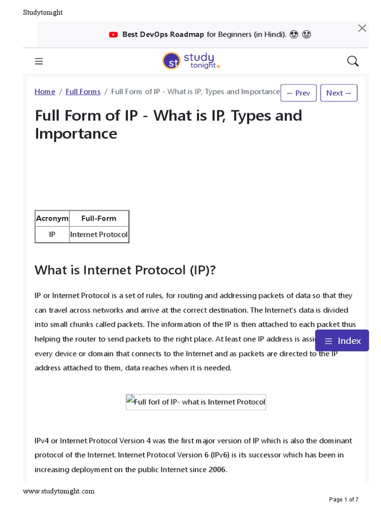 What Is The Internet Protocol? | PDF | Internet Protocol Suite | Internet Protocols