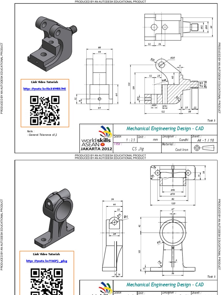 CAD Jobsheet for Mechanical Design | PDF | Gear | Autodesk