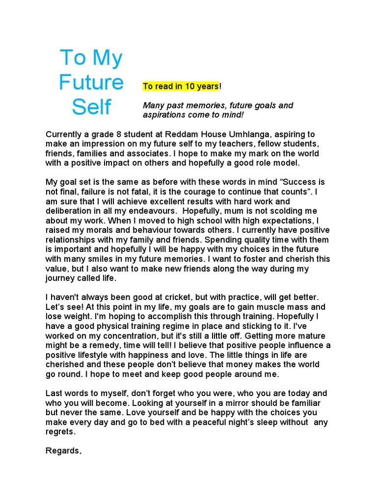 To My Future Self | PDF