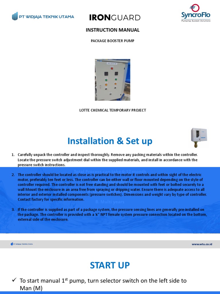 Instruction Manual Booster Pump | PDF | Switch | Pump