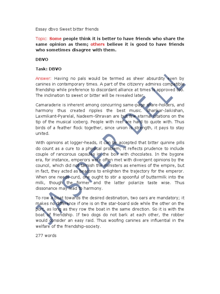 Essay Sweet Bitter Friends | PDF