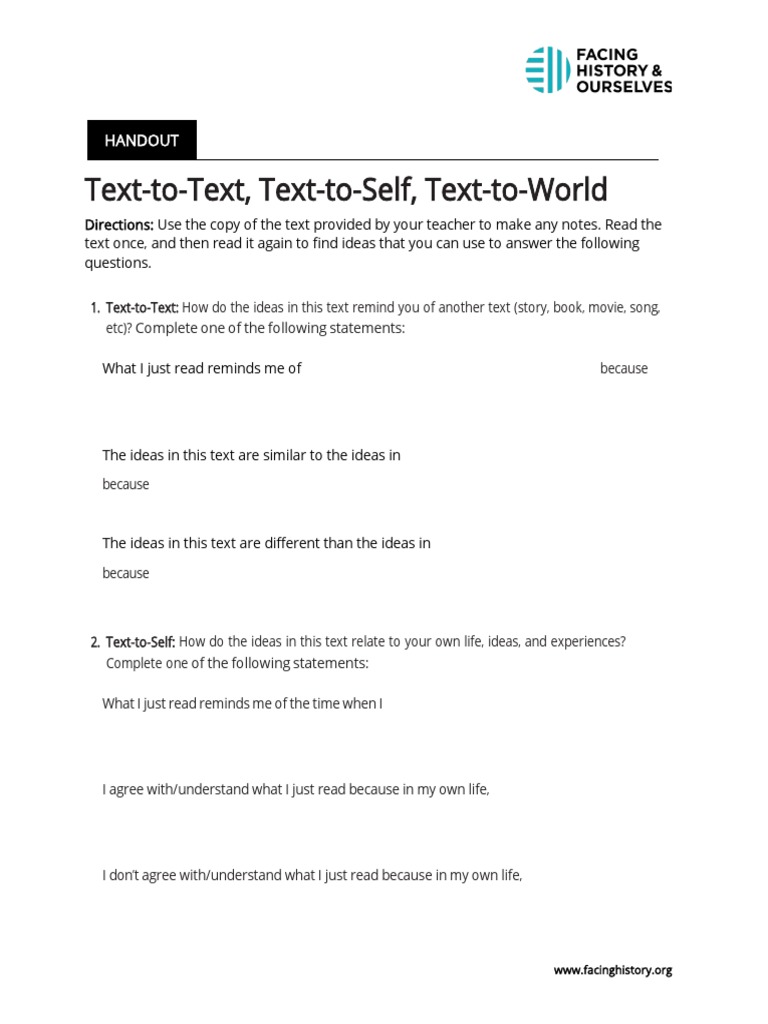 Text To Text - Text To Self - Text To World | PDF