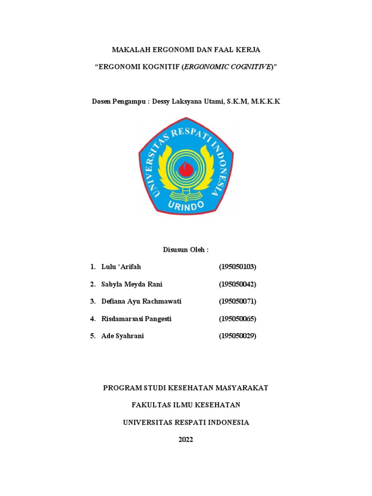 Final - Makalah Kelompok 4 - Ergonomi Kognitif - K3 - A | PDF Final - Makalah Kelompok 4 - Ergonomi Kognitif - K3 - A | PDF