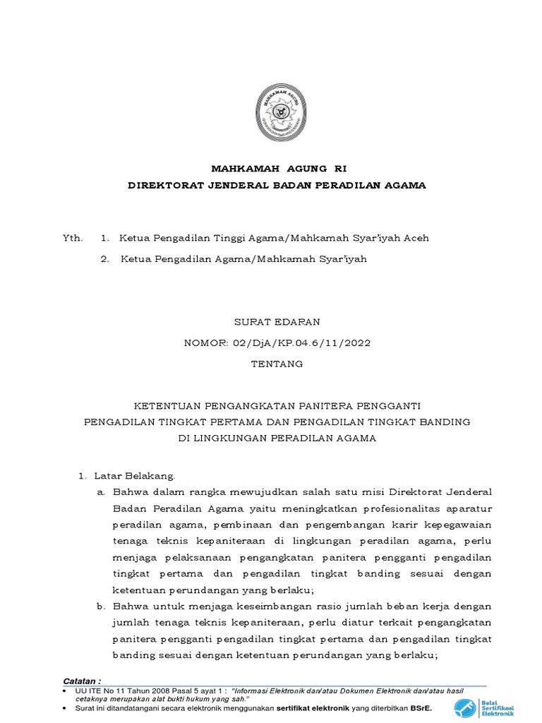 Surat Edaran Pengangkatan PP 2022 - Sign - Sign - Sign | PDF