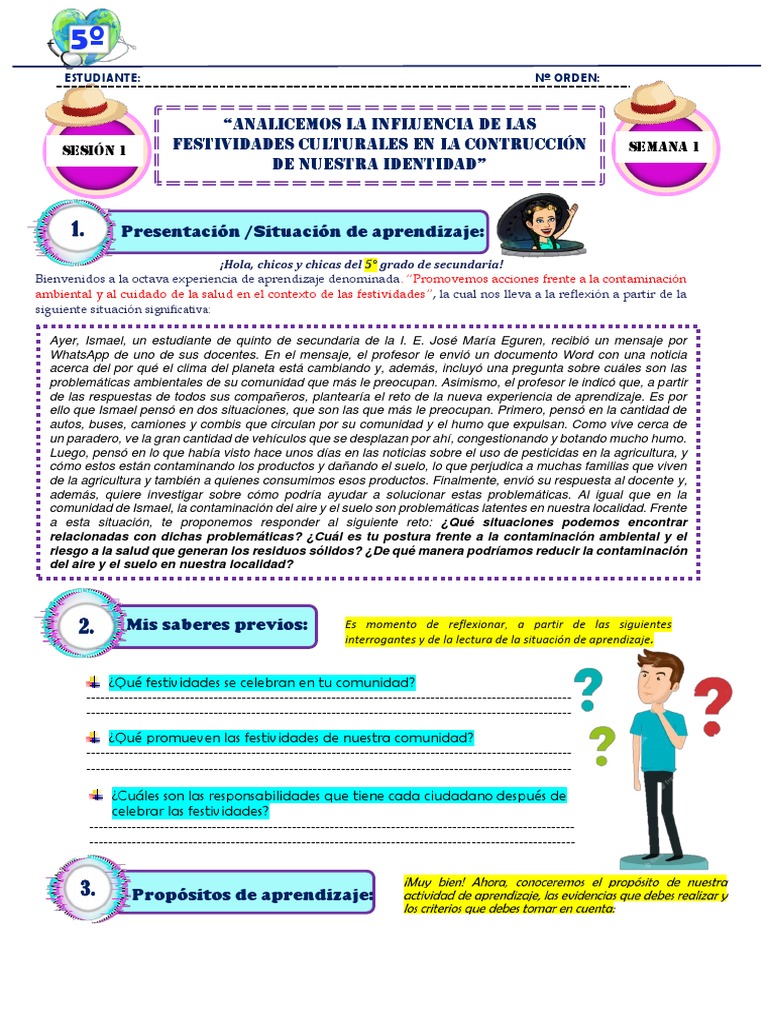 5to Sec. Sesion 1-Exp.8-Dpcc.1 | PDF | Evaluación | Aprendizaje