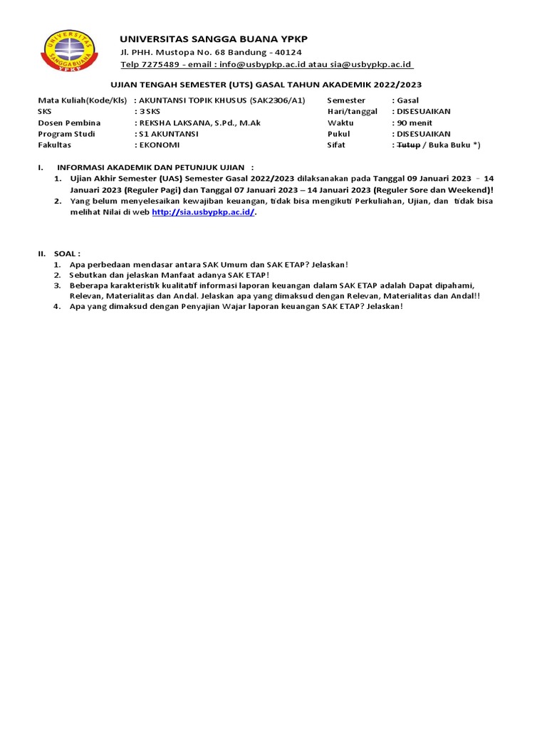 UTS Akuntansi SAK ETAP | PDF