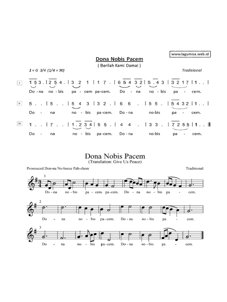 Teks Lagu Dona Nobis Pacem | PDF