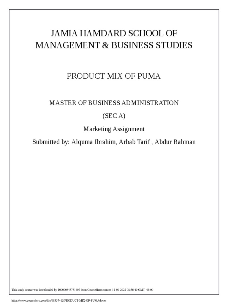 Puma's Competitive Product Mix Analysis | PDF | Marketing | Business