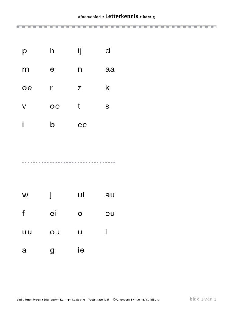 Vllkim k3 Letterkennis Afnameblad | PDF