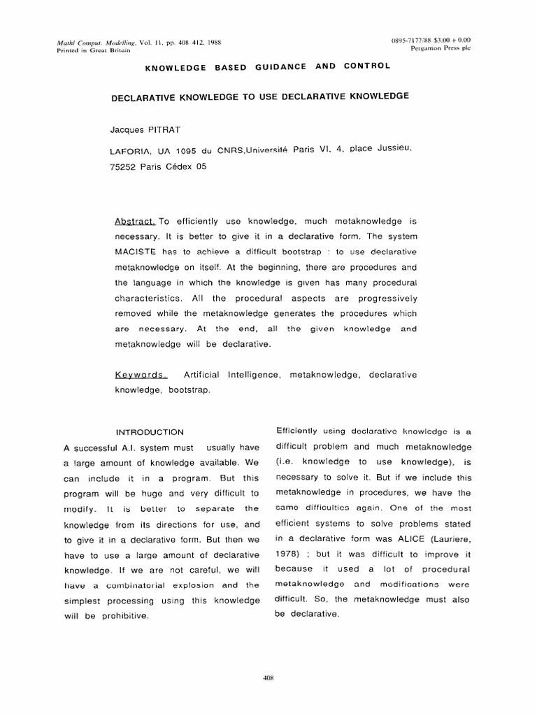 Declarative Knowledge To Use Declarative K - 1988 - Mathematical and ... Declarative Knowledge To Use Declarative K - 1988 - Mathematical and ...