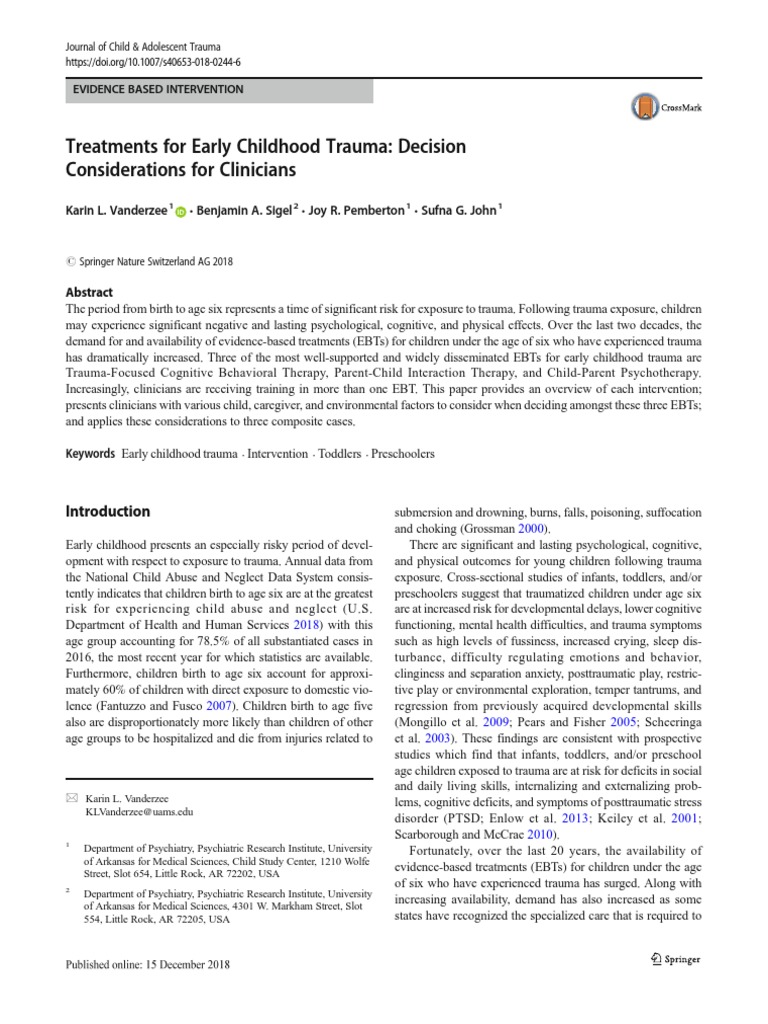 Vanderzee - Treatments For Early Childhood Trauma Decision | PDF