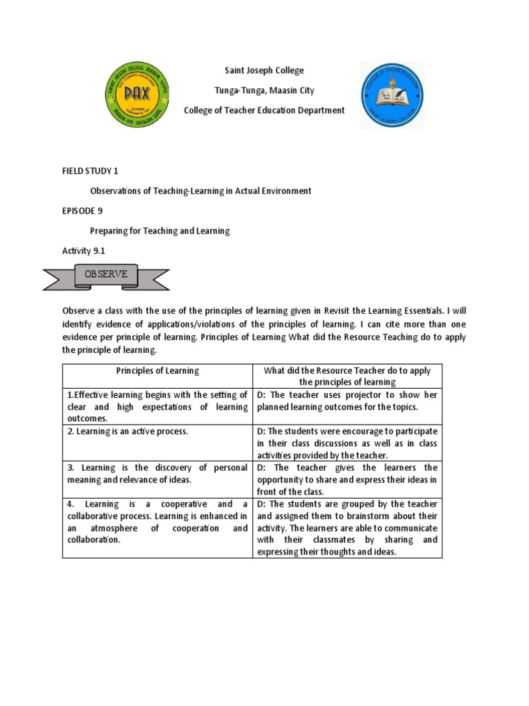 FS 1 Episode9 | PDF | Learning | Teachers FS 1 Episode9 | PDF | Learning | Teachers