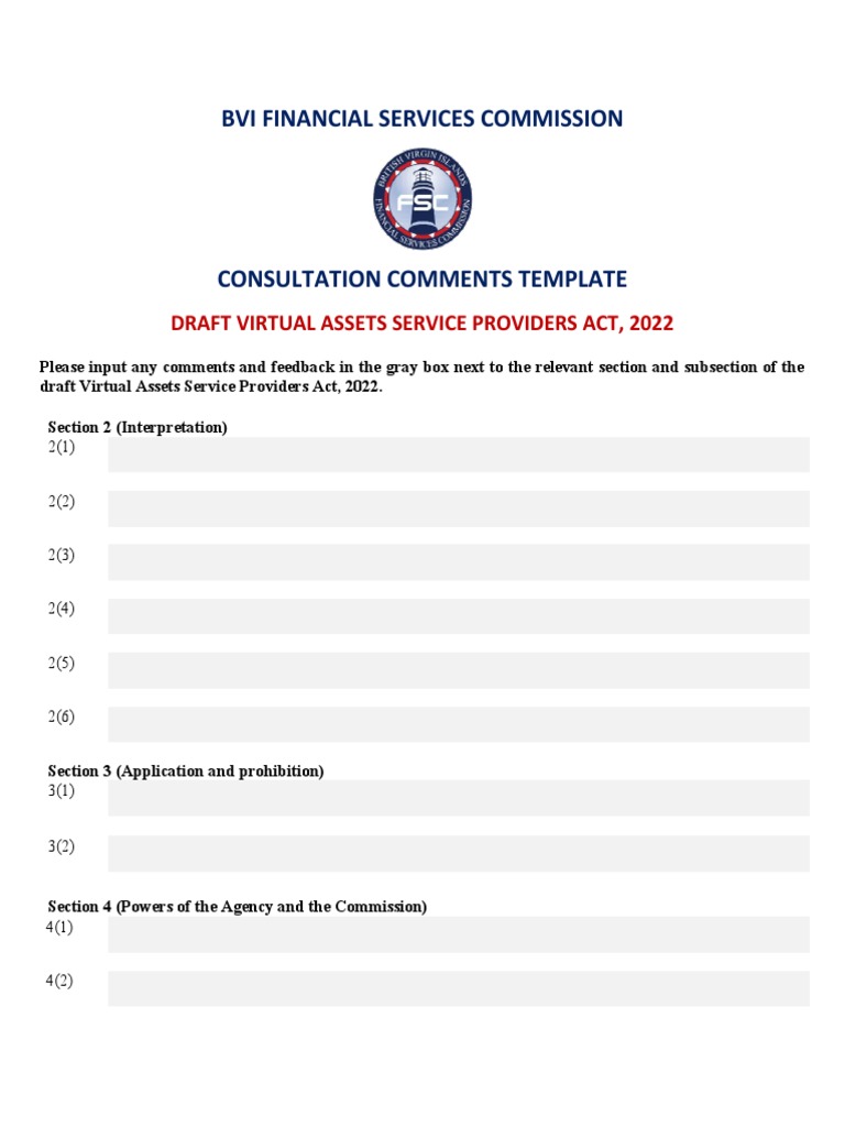 Consultation Comments Template - Draft Virtual Assets Service Providers ... Consultation Comments Template - Draft Virtual Assets Service Providers ...